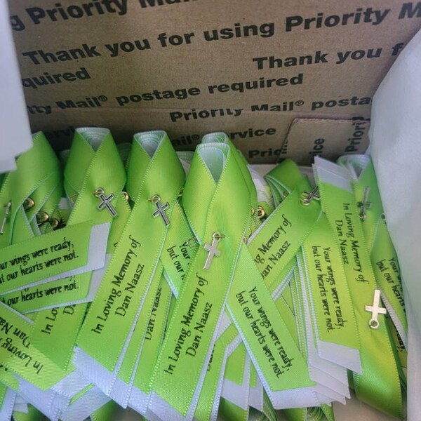 Custom Memorial Ribbons Pinned and Ready to Wear , Lapel Ribbons ...