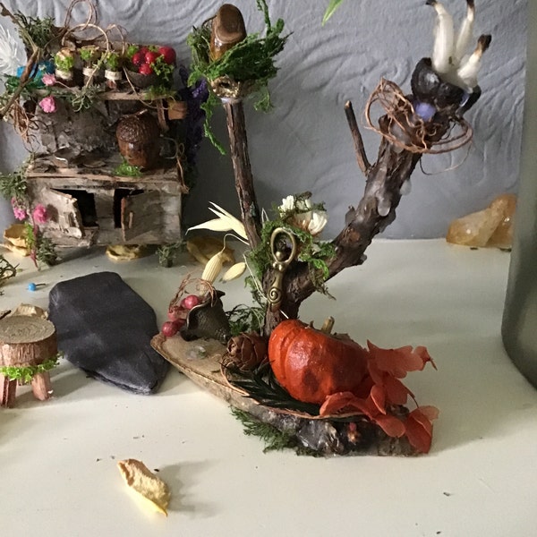 Fairy House Kitchen - Stove, Table With Stools and a Set of Shelves ...