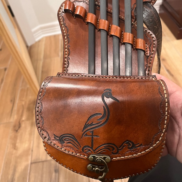 Real Leather Side Quiver With Phoenix Motif / Archer Equipment ...