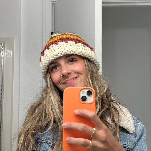 Custom Multi-colored Beanies | Hand Knit Chunky Beanies | Cozy ...