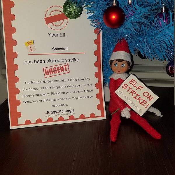 Elf on Strike Printable Bundle! INSTANT DOWNLOAD - Letter From Your Elf ...