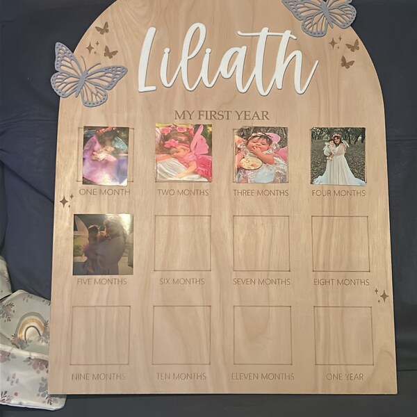 Butterfly Milestone Board Monthly Milestone Photo Board Whimsical ...