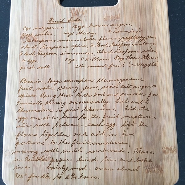 Handwritten Engraved Cutting Board - Personalized Bamboo Cutting Board ...
