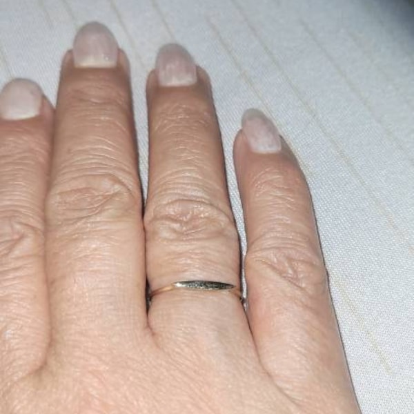 14K Solid Gold Rectangle Bar Ring, Plain Stacking Ring, Thin Gold, Stackable Knuckle Dainty Ring ...