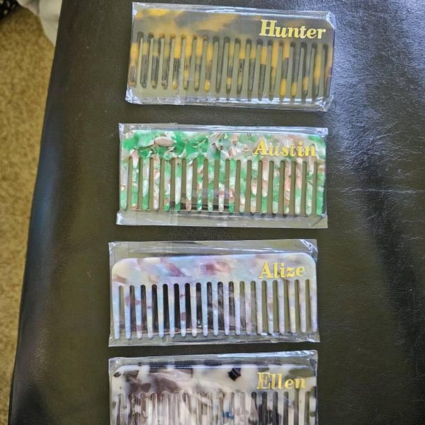 Personalized Name Hair Accessories Set, Custom Initials Hair Comb Claw ...