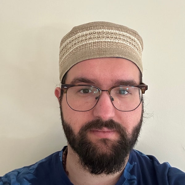 Kufi 100% Linen & Hemp Man, Boy Soft Summer Kippah - Big Muslim Hat Cap ...