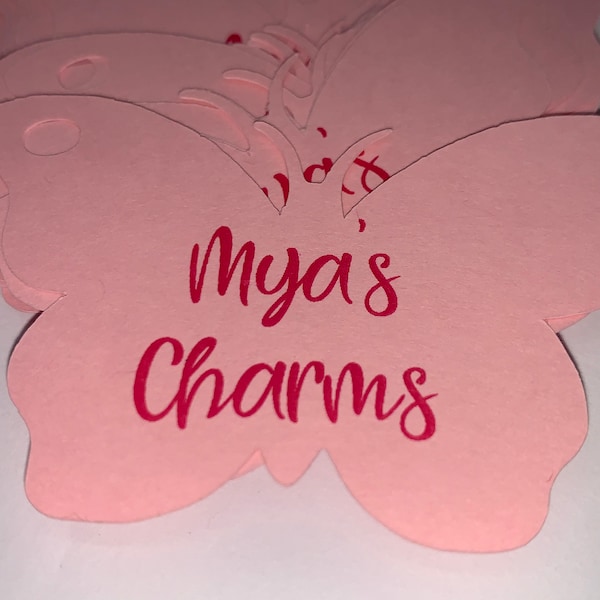 Pink Butterfly Tags - Custom Light Pink Wedding Favor Tags - Butterfly ...