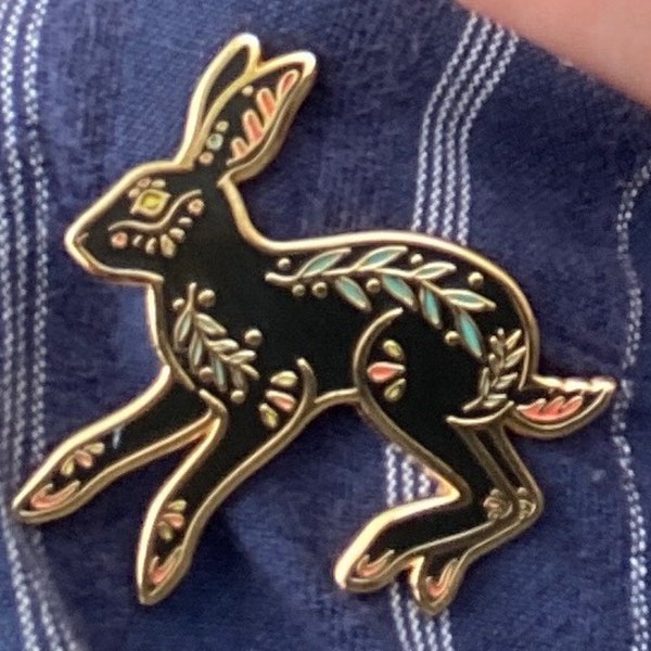 Hare Enamel Pin - Golden Metal (jackrabbit/rabbit) - Etsy