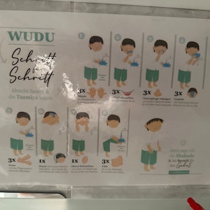 Wudu A4-poster Step for Step Guide to Learn Ablution Wudu Abdest Poster ...