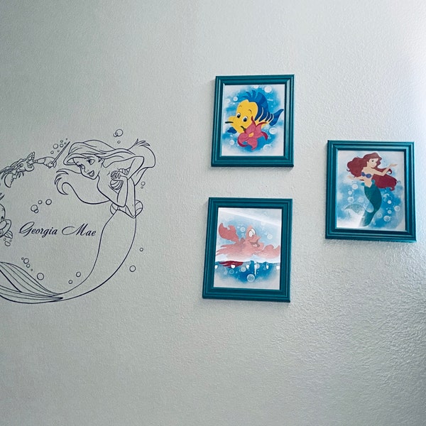 Ariel Little Mermaid Wall Decal Personalized Name Baby Poster Custom ...
