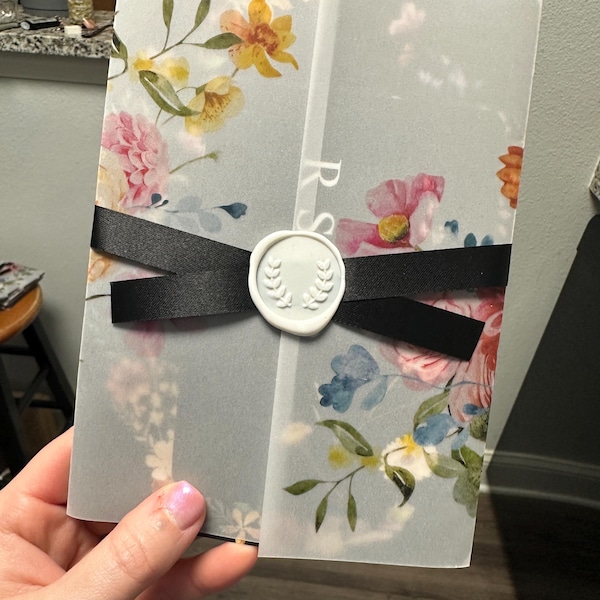 Palm Tree Vellum Wrap, 5x7 Vellum Wedding Invitation, Tropical Beach ...