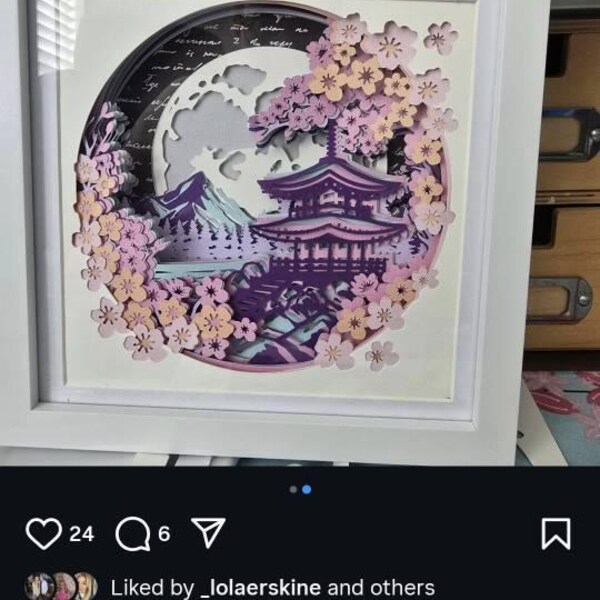 Japanese Cherry Blossoms Shadow Box Svg, Asian Shadow Box Svg, Japanese ...