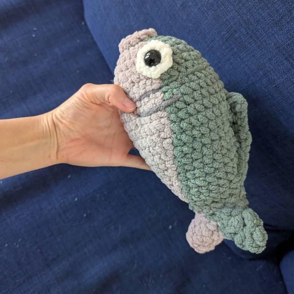 Big Fish Pillow Crochet Pattern Low Sew Marine Life Amigurumi PDF ...