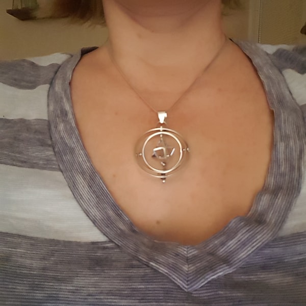 Silver Gyroscope Sacred Geometry Spinner Pendant Necklace - Etsy