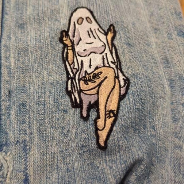 Iron-on Patch - Angry Ghost | Halloween Patches, Little Ghost Iron-on Patch, White Ghost Iron-on ...
