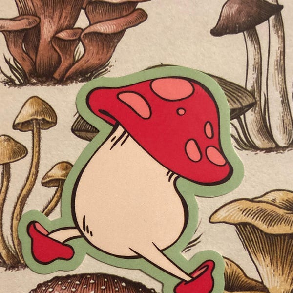 Dungeon Meshi Inspired Running Mushroom Sticker | Senshi Anime Sticker ...