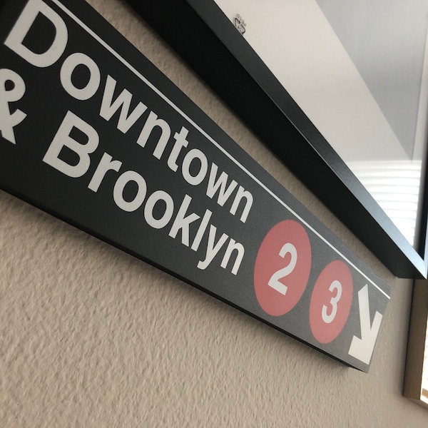 Downtown & Brooklyn - New York City Subway Sign - Wood Sign - Etsy