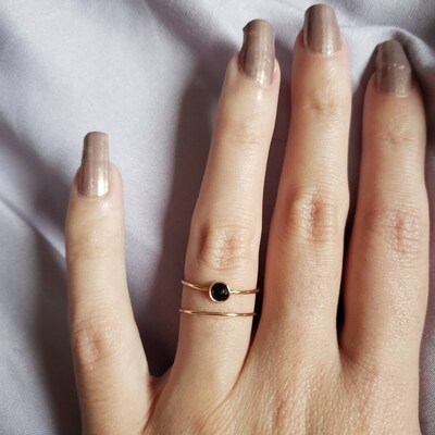 Thread Ring 18k SOLID .8mm Yellow Gold Thin Thread Spacer Round Simple ...