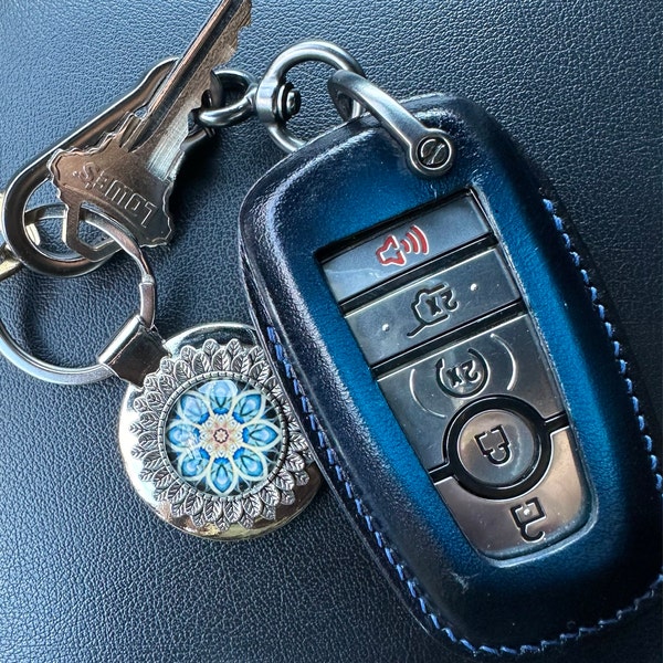 Teal Flower Keychain for Women, Ladies Handbag Charm, Key Ring Gift ...