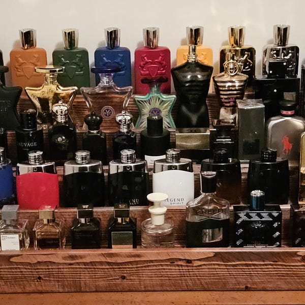 Reclaimed Wood Fragrance Display Shelf | Bathroom Vanity Organization ...