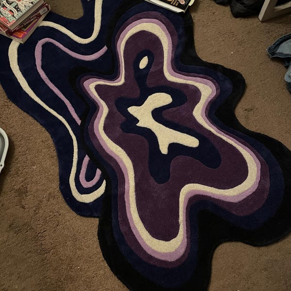 Melting Black & White Irregular Shape Unshape Hand-tufted 100% Wool ...