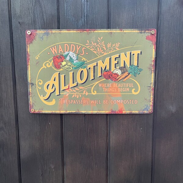 Personalised Allotment Sign Metal Garden Vegetable Patch Wall Door ...