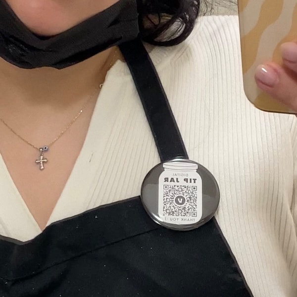 Tip Jar QR Code Button for Barista, Bartender, Budtender, Server ...