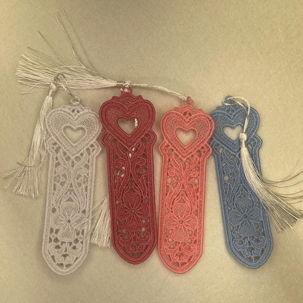 FSL Heart Bookmark - Machine Embroidery Design, Freestanding Lace ...