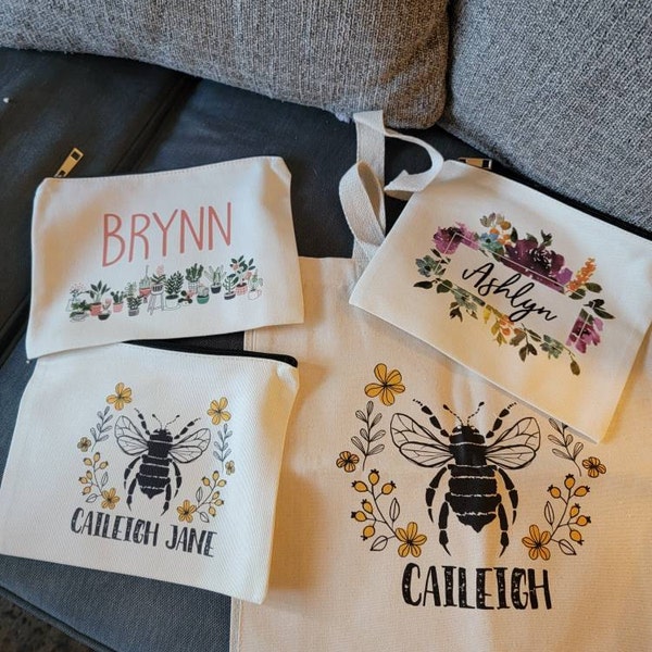 Personalized Makeup Bag, Bee Makeup Bag, Honey Bee Makeup Bag, Bridal ...