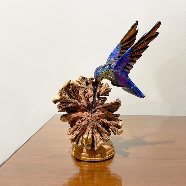Colorful Hummingbird Statue, Blue, Painted Sculpture, Colorful Art ...