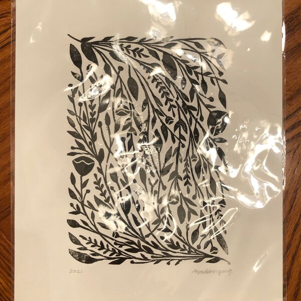 Snowflake Original Linocut Print 8x10 - Etsy