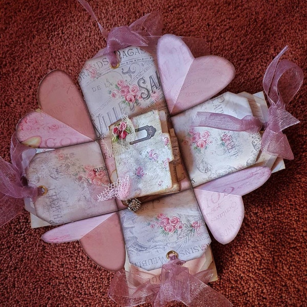 Explosion Box, Gift Idea, Shabby Pink, Exploding, Ephemera, Mother's ...