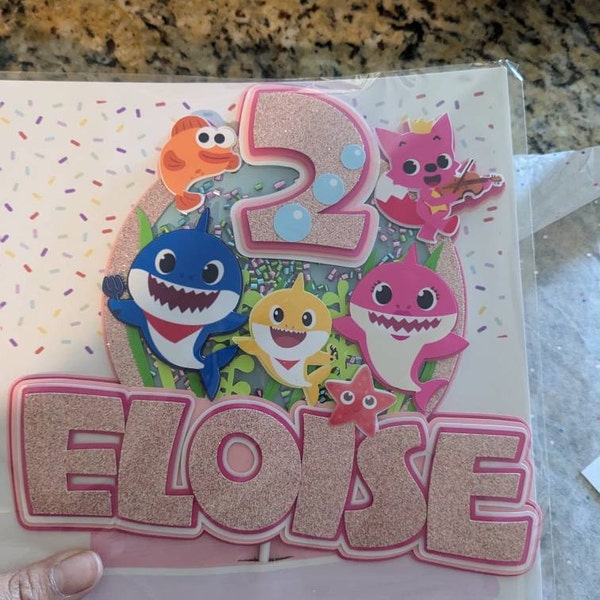 Baby Shark Cake Topper, Baby Shark Birthday, Cupcake Topper, Ping Fong ...