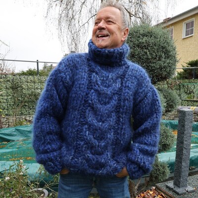 3 Kg Turtleneck Sweater Itchy Scratchy Thick Knit Chunky Mens Wool ...