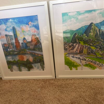 Austin Texas Wall Art Skyline Cityscape Watercolor Painting - Etsy