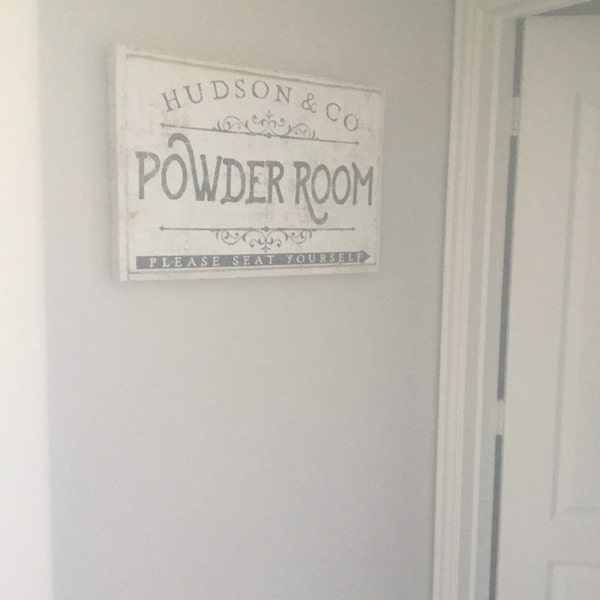 PERSONALIZED Custom Powder Room Sign Bathroom Family Name and Co Sign ...