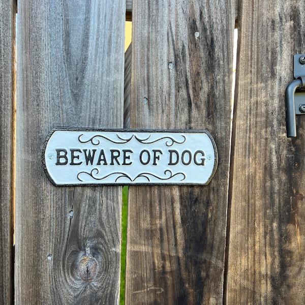 Beware of Dog, Sign, Cast Iron, Dog Sign, 10" Wide, 3" Tall, Beware of ...