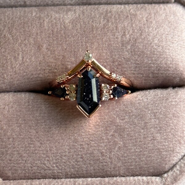 Coffin Kite Galaxy Sandstone Ring- 14K Rose Gold Vermeil Unique ...