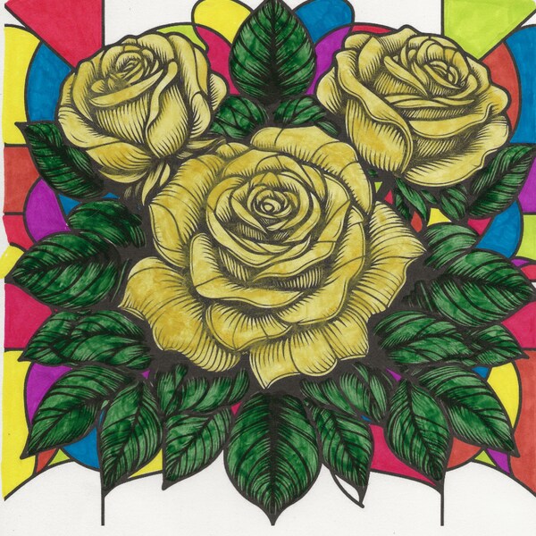 60 Stained Glass Rose Coloring Pages, Enchanted Fantasy Flowers ...