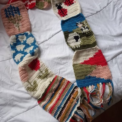 CROCHET PATTERN: Cottagecore Scarf Crochet Pattern 14 Patchwork Crochet ...