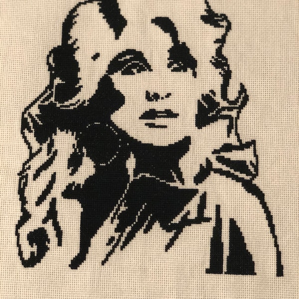 Dolly Parton Black Portrait Cross Stitch Pattern | Singer | Country ...