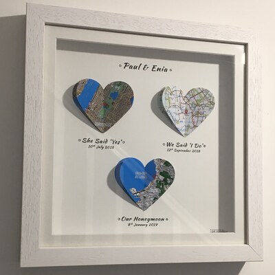 Personalised Love Heart Maps. Wedding Gift Map Print. Paper - Etsy UK
