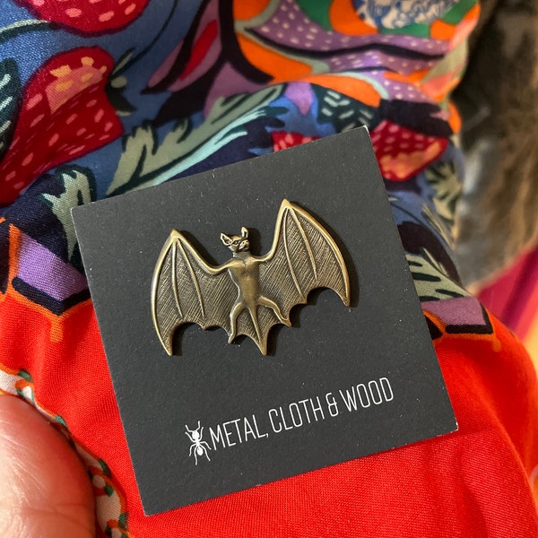 Brass Bat Pin, Vintage Style Gothic Brooch - Etsy