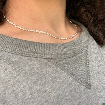 Silver Necklace Silver Rope Chain Necklace Silver Chain Necklace ...