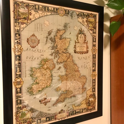 Story Map of United Kingdom Great Britain Vintage Map Vintage Poster ...