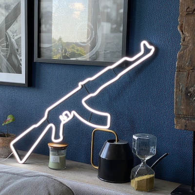 Gun Led Neon Signs AK 47 Gift Pistol LED Neon Lights Gun Wall Art Décor ...