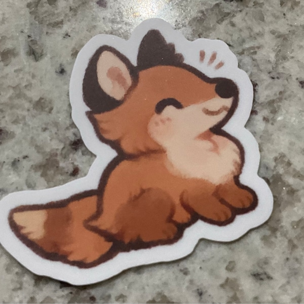 Fluffy Fox Sticker / Cute Animal Sticker / Laptop Sticker / Fox Vinyl ...