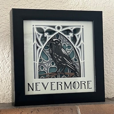 Gothic Raven Shadow Box SVG Template, Crow Layered Paper Cut Halloween ...