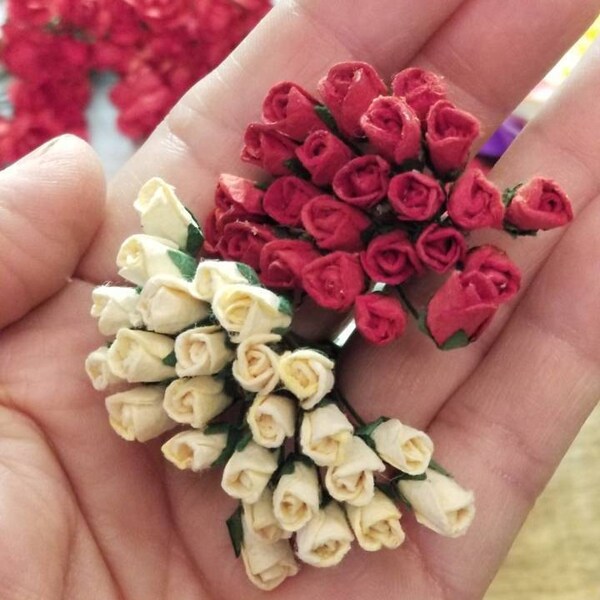1cm Red Paper Roses, Mulberry Paper Flowers, Miniature Flowers ...