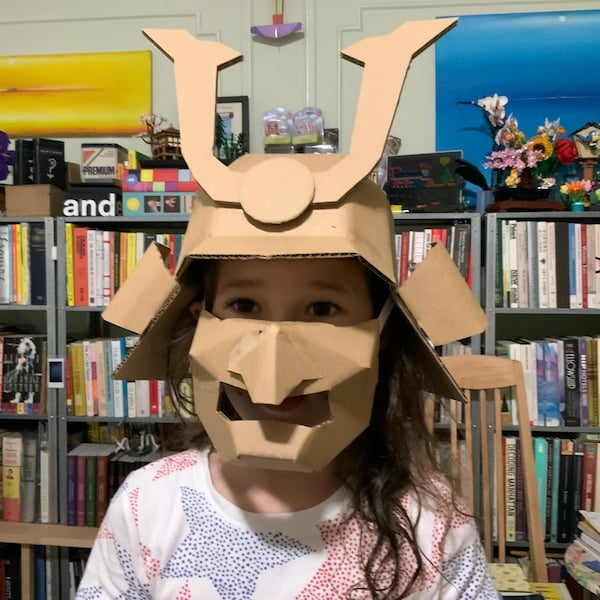 Samurai Helmet With Menpo Mask Template - DIY Cardboard Craft Pattern ...